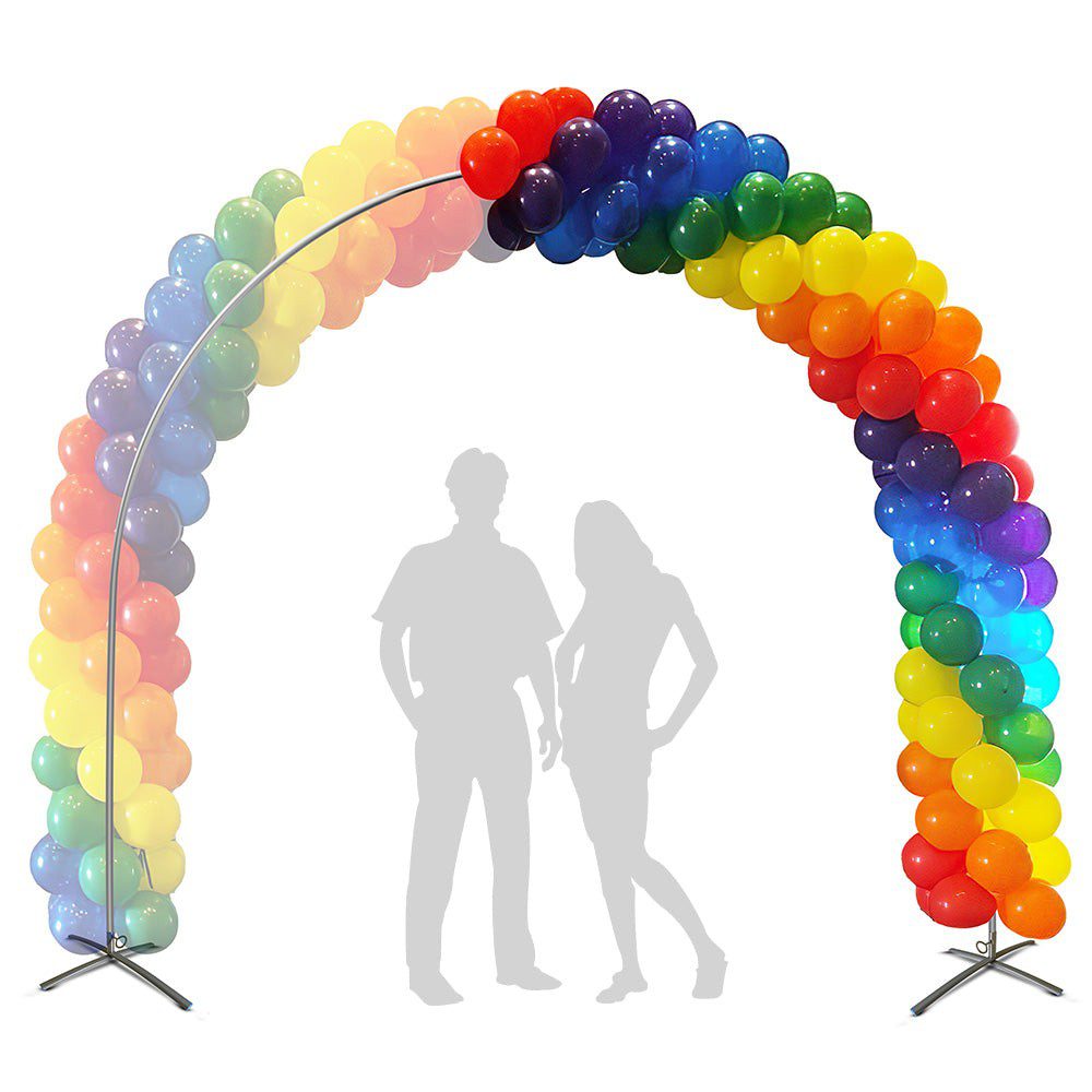 Balloon Arch Pole Kit withFlanges and Weights - Silver Rainbow