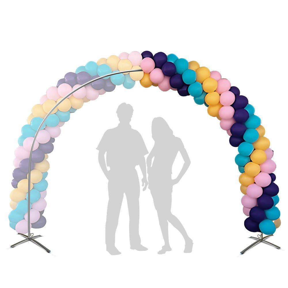 Balloon Arch Pole Kit withFlanges and Weights - Silver Rainbow